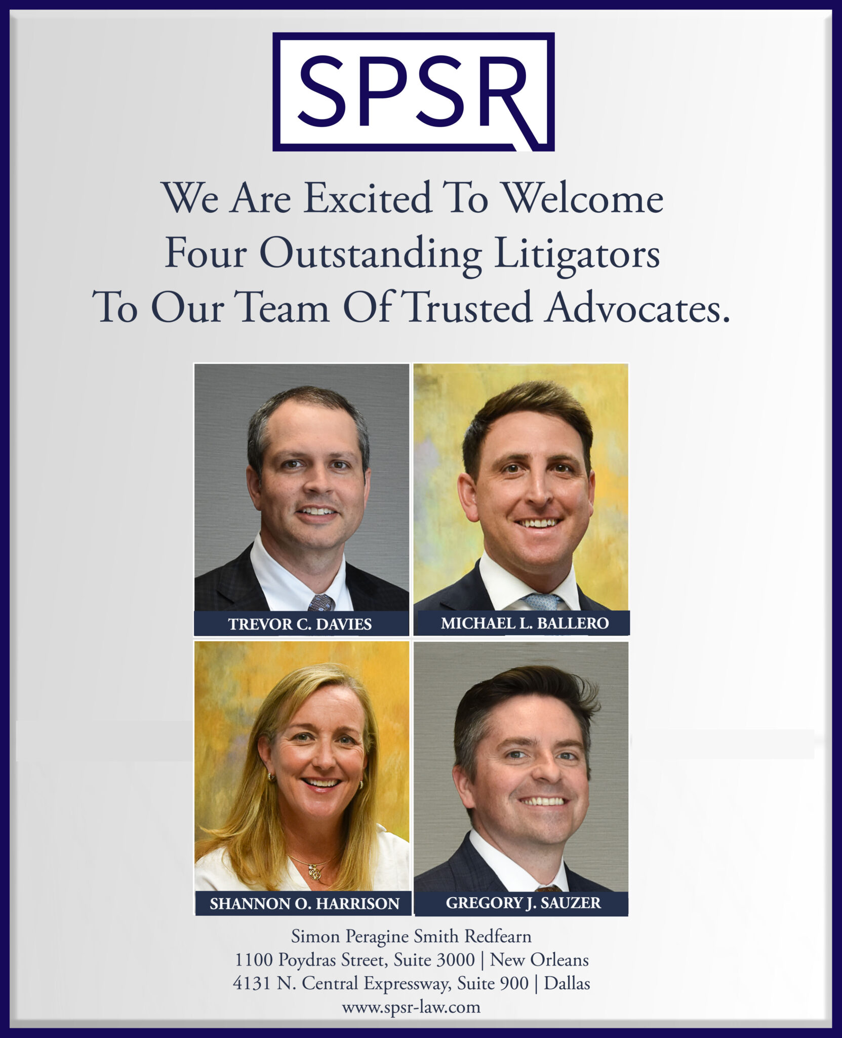 SPSR Welcomes Four New Attorneys - Simon, Peragine, Smith & Redfearn